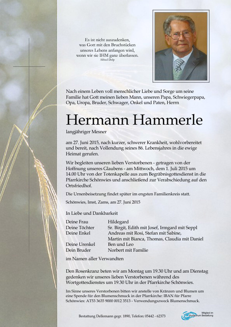 Sterbefall Detailansicht