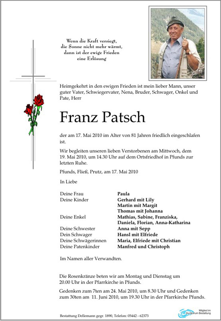 Sterbefall Detailansicht